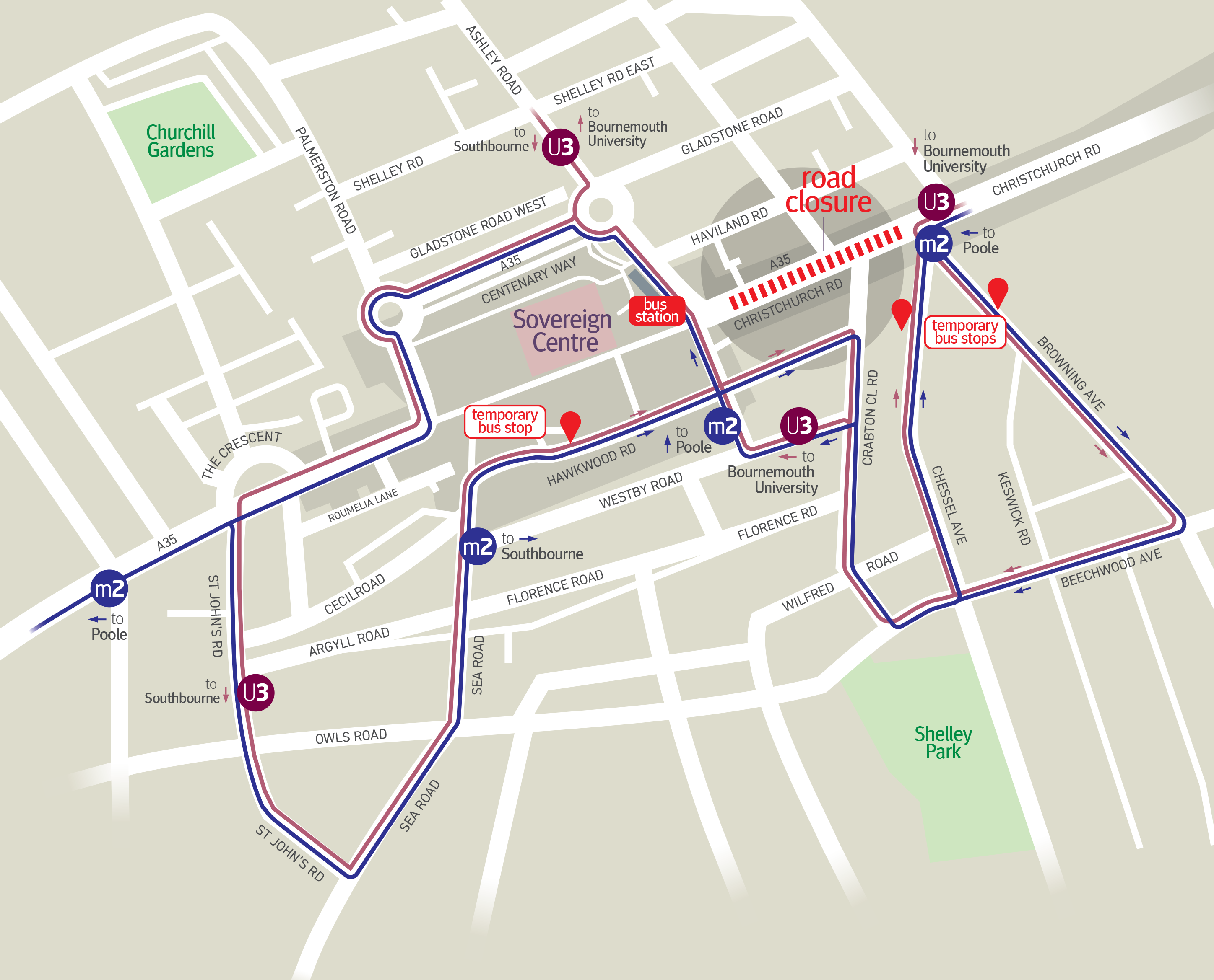 Christchurch Road Closure from 28th February - 9th March - morebus