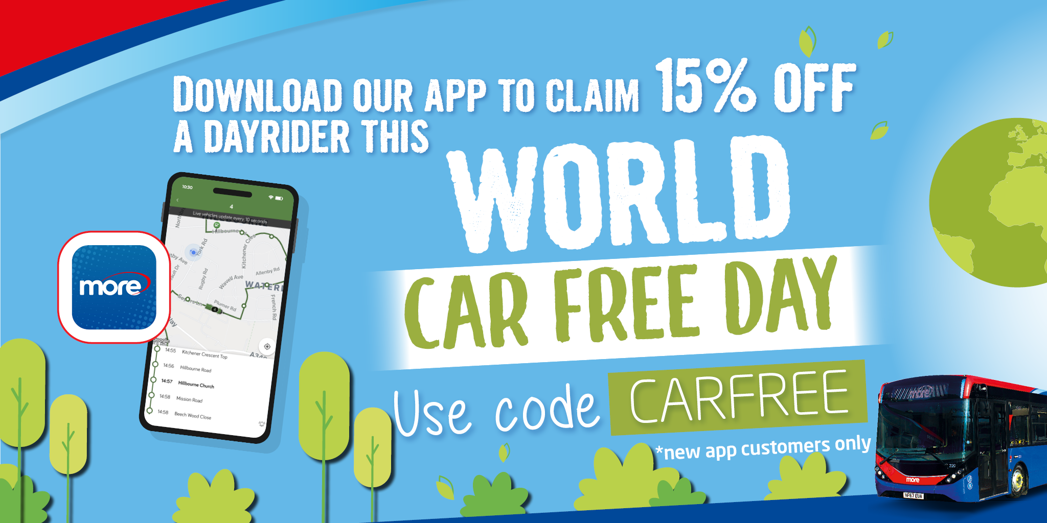 Travel across the region for less this World Car Free Day - morebus